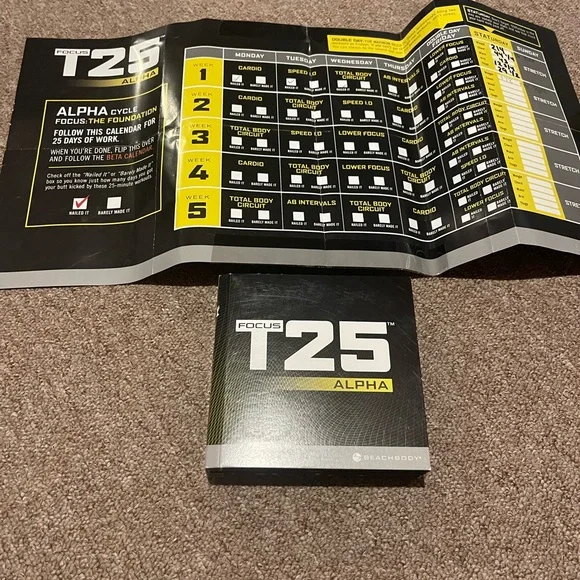 Focus T25 Beta Workout Calendar